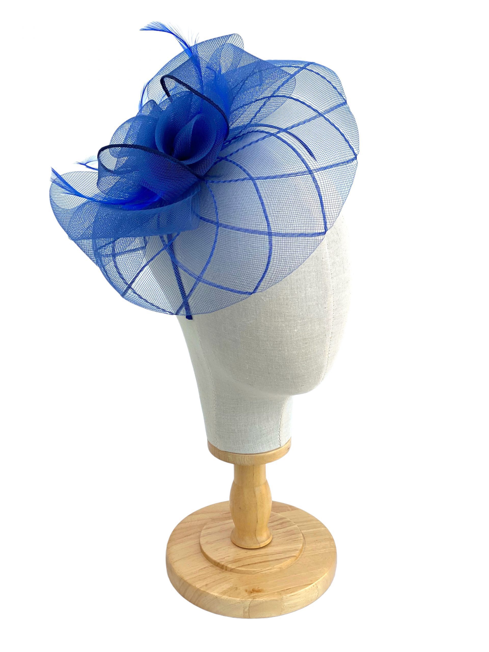 Royal Blue Diamond Check Fascinator