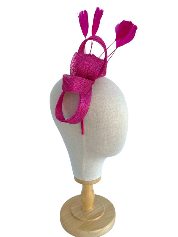Elegant Cerise Pink Sinamay Bow Fascinator